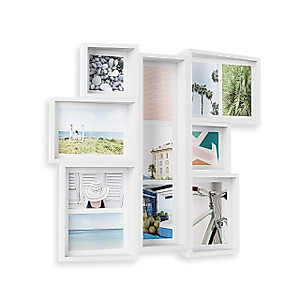 Umbra Edge Multi Wall Display – Collage Frame for Family Photos, Holiday Pictures and Prints, White