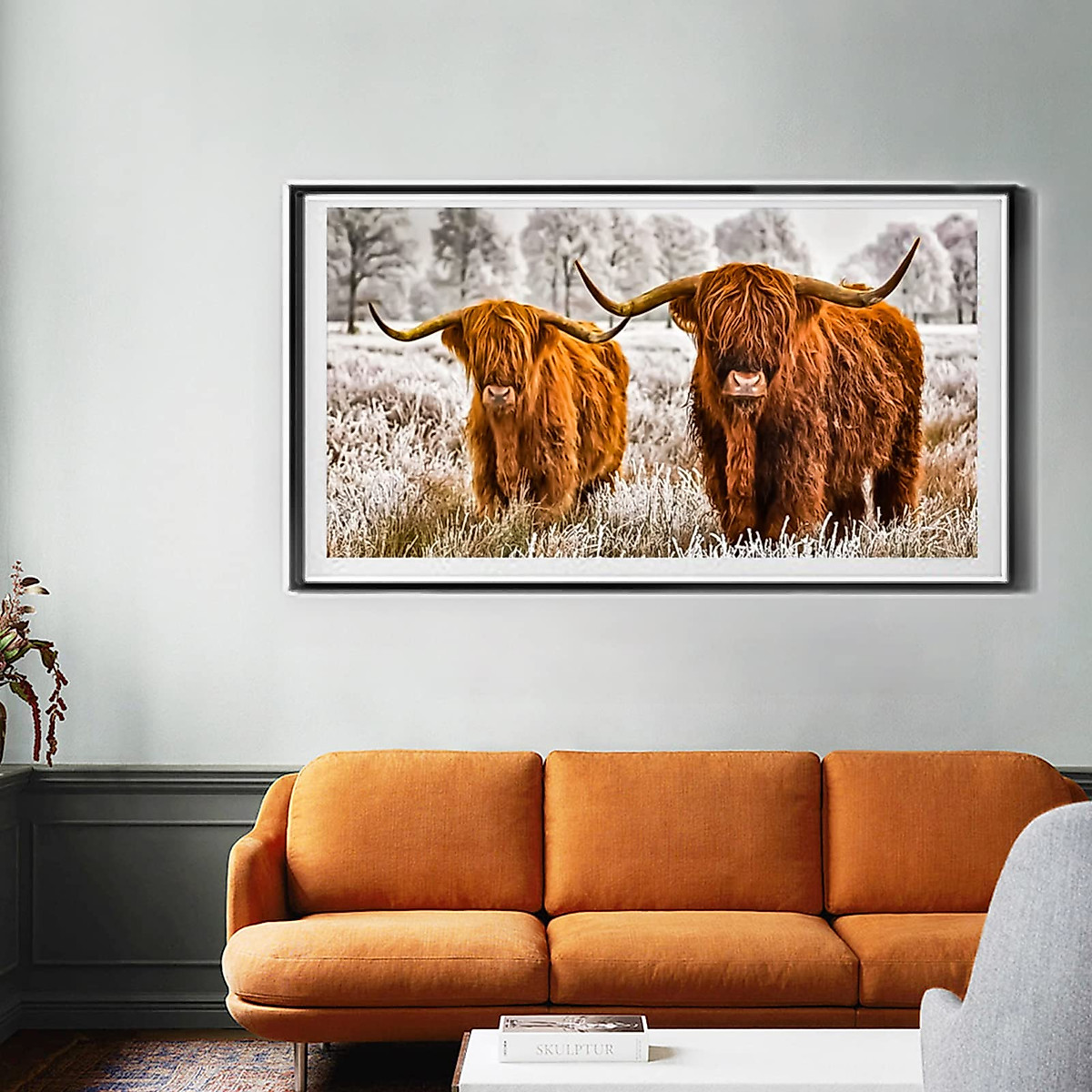 YALKIN Yak Cow Large Diamond Painting Kits for Adults (70X40cm/ 27.6x15.7in), DIY 5D Diamond Art Kits for Adults, Full Round Drill Embroidery Cross Stitch Pictures for Wall Decor