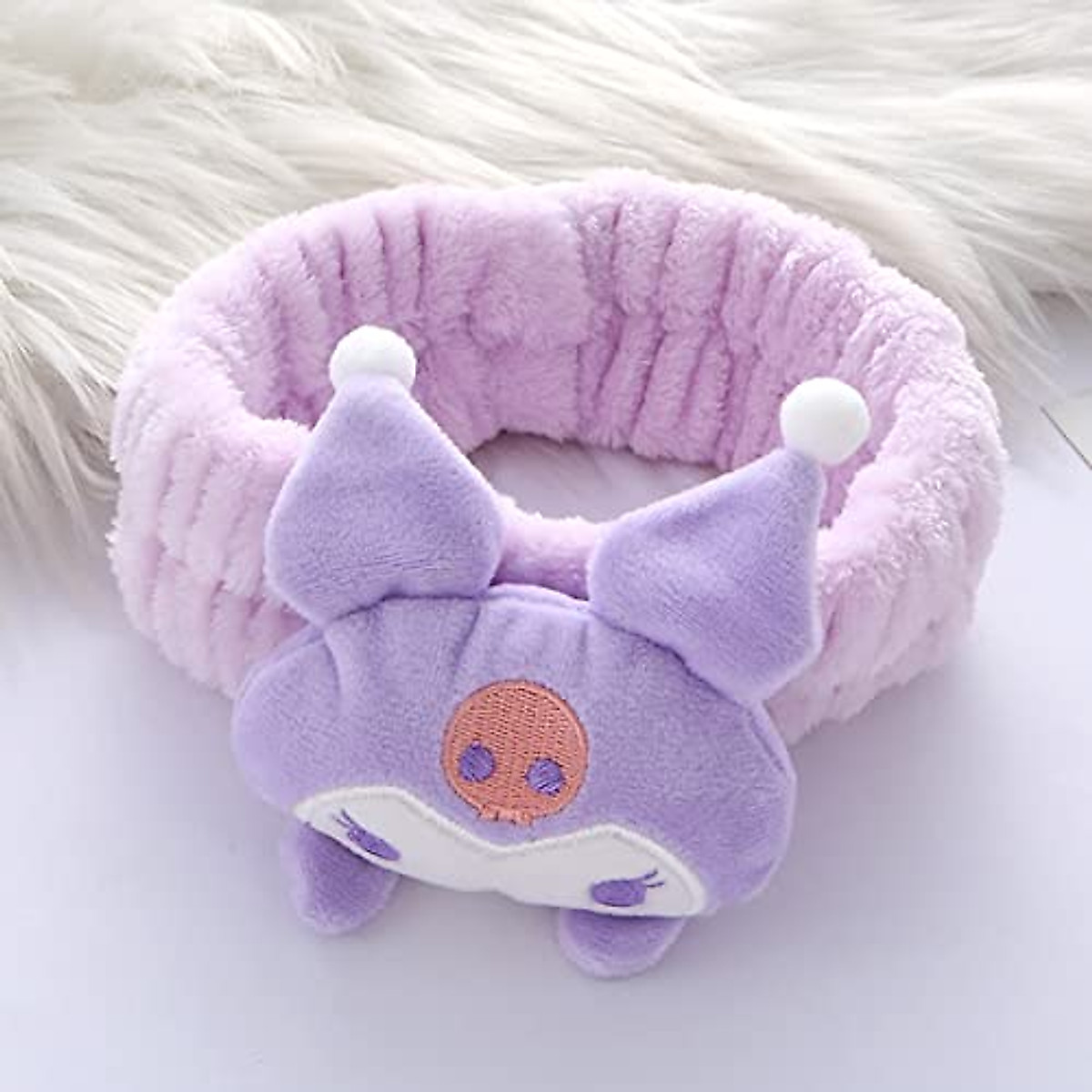 Kawaii Spa Headband for Washing Face, Cute Purple Headband for Make Up, Washing, Party, Soft Headband for Woman Girls