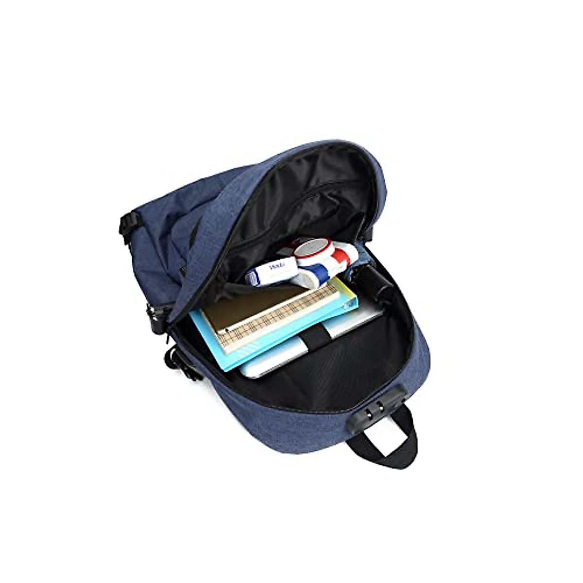 Varietyathletics 19" Laptop Backpack and Organizer Case Set USB Headset Port Anti-Theft Waterproof Travel Work School College (Navy)