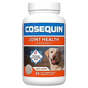 Nutramax Laboratories Cosequin Maximum Strength Joint Health Supplement for Dogs - With Glucosamine, Chondroitin, and MSM, 60 Chewable Tablets
