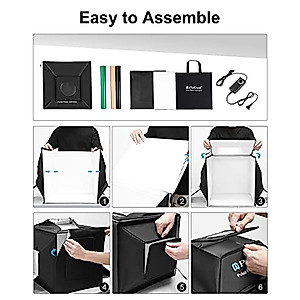 PULUZ Upgrade Light Box & Soft Box, 16"x16" Professional Shooting Tent with 480 LED Lights Photo Studio Light Box Photography with 4 Color PVC Backdrops for Jewelry and Product Photography