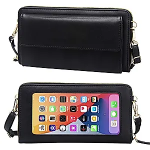 Women Touch Screen Purse Small Crossbody Phone Bag RFID Protection Wristlet Cell Phone Wallet (Wristlet Strap NOT Include)