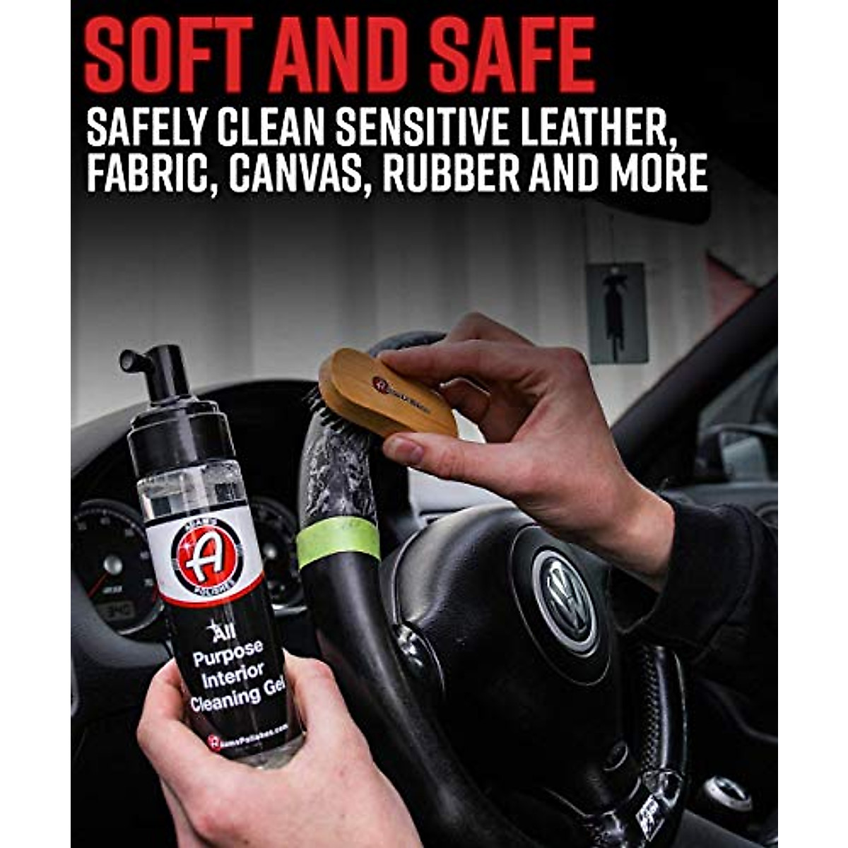 Adam's Cockpit Detailing Brush Bundle - Car Cleaning Brush | Scrub Brush for Interior Leather Cleaner Carpet Upholstery Fabric Shoe Sofa Shower Bathroom Pet | Car Wash Kit - Car Cleaning Supplies