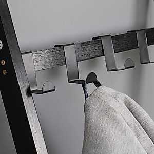 Blanket Ladders for The Living Room - 62 Inches - Decorative Ladder for Blankets, Throws, Quilts - 6 Tiers Ladder Blanket Holder with Hooks, Non-Slip Pads - Black, Grey, White, Brown (Black)