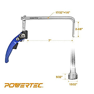 POWERTEC 71542 Quick Release Ratcheting Table Clamp for MFT and Guide Rail System, 7” Capacity x 2-3/8” Throat Depth, 2PK
