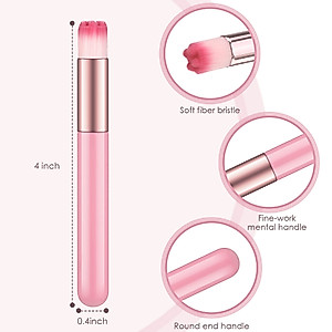 30 Pieces Red Flower Head Lash Shampoo Brush with Container, Eyelash Extension Cleanser Brush Nose Pore Deep Cleaning Brush Peel Off Blackhead Brush Remover Tool for Facial Cleansing, Pink Handle