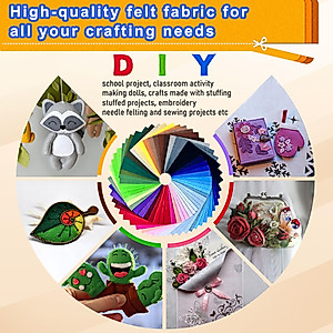 LISUBAN Felt Sheets, 52PCS Felt Fabric,1.4mm Felt, Soft Felt Squares, Colored Felt Sheets for Crafts, Suitable for School, Stuffed, Sewing Project Craft Felt (6 * 6inch-1.4mm)