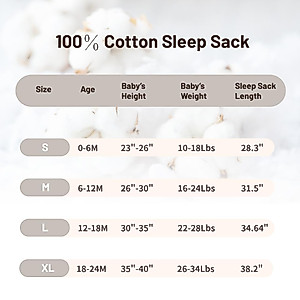 PRIMLECT Baby Sleep Sack 12-18 Months, Muslin Baby Wearable Blanket，2-Way Zipper Toddler Sleeping Sack, Light & Breathable Sleep Sacks 0.5 TOG