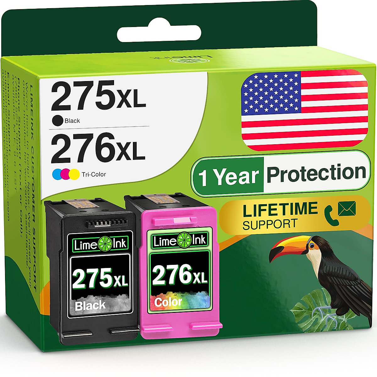 Limeink Remanufactured Ink Cartridges Replacement for Canon 275 276 Ink Cartridges 275xl 276xl for Canon Ink 275 276 for Canon Pixma TS3522 Ink Cartridges for Canon TR4720 Ink Cartridge Printer TS3500