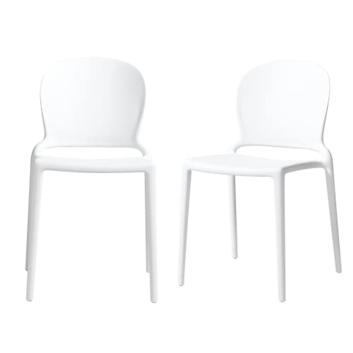 LESHI Dining Chair Modern Kitchen Dining Room Chairs Minimalist Style Creative Design- Set of 2, Premium Plastic, White