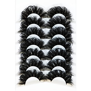 Zoe eyelashes (Dense) Mink Lashes Soft and skin friendly 25MM Long Dramatic，Wispy Clear Band Extension Volume Fluffy Fake Eyelashes 7 pairs