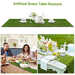 Farochy Artificial Grass Table Runners - Synthetic Grass Table Runner for Wedding Party, Birthday, Banquet, Baby Shower, Home Decorations (14 x 108 inches)