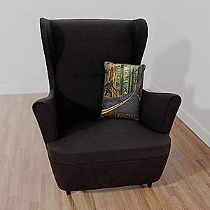 Bigfoot Highway Crossing Oregon Canvas Throw Pillow for Couch or Sofa at Home & Office from Travel Artwork by Artist Paul A. Lanquist 13" x 19".