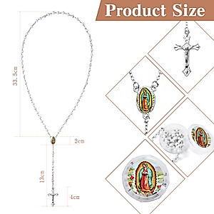 Brilucky 24 PCS White Rosary Beads Bulk For Baptism Favors,Lady Guadalupe Rosarios Catolicos First Communion Favors For Guests,Rosary Beads Necklace Gifts For Christian Baby Shower Quinceanera Party