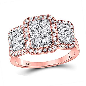 14kt Rose Gold Round Diamond Cluster Bridal Wedding Engagement Ring 1 Cttw