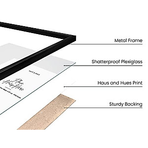 HAUS AND HUES Black Metal Picture Frame, 16x20 inches, Premium Quality, Wall Mount, Picture Frame for Wall, Modern Style, Black