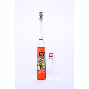 OUR REFLECTIONS Kids Battery Powered, 2 Toothbrush Heads, Soft Bristles, Ages 3 and up. (John Electric Toothbrush, Red)
