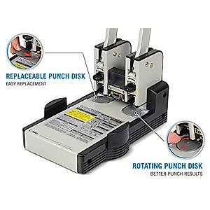 Carl MFG Heavy-Duty Punch, 2-Hole, 6mm, 100 Sheet Capacity, Silver/Blue (CUI62100)