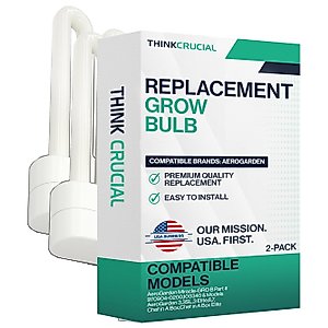 Think Crucial Grow Bulb Compatible with AeroGarden Miracle-GRO B Part # 970904-0200,100340 & Models AeroGarden 3,3SL,3 Elite,6,7,Chef in A Box,Chef in A Box Elite (2 Pack)