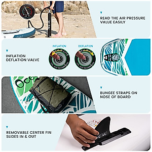 FEATH-R-LITE Inflatable Paddle Board Stand Up Paddleboards for Adults SUP with Complete Premium Accessories Pump, Adjustable Paddle, Leash, Three Fins, Waterproof Phone Bag, Repair Kit, Backpack