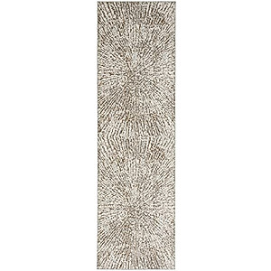 Inspire Me! Home Décor Metallic Modern Grey Mocha 2'2" x 7'6" Area -Rug, Easy -Cleaning, Non Shedding, Bed Room, Living Room, Dining Room, Kitchen (2x8)