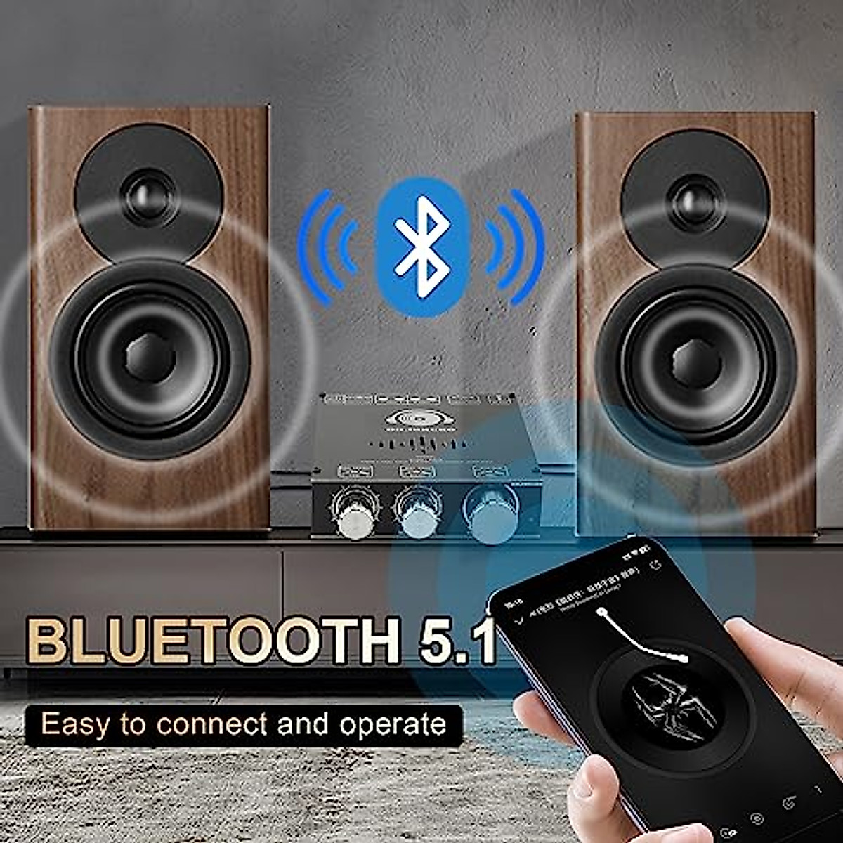 160W+160W Amplifier Board with Treble and Bass Control, DC 12-36V, BT and AUX Inputs, 2.0 Channel Stereo AMP Board for DIY Wireless Speakers, Password Free (T160HS)