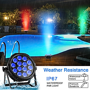 LED Par Lights Outdoor Waterproof Stage Light, 14 X15W LED RGBW 4-in-1 Uplighting DMX Control Wash Light Strobe Effect DJ Light for Christmas Church Night Club Disco Club Wedding Bar