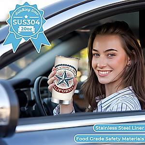 Riemann Pixels Eco-Friendly 20oz Stainless Steel - 304 Double Wall Vacuum Insulated Water Bottle, Wide Mouth Coffee for Hot/Cold Drinks, Office Gym Travel Essential (California)