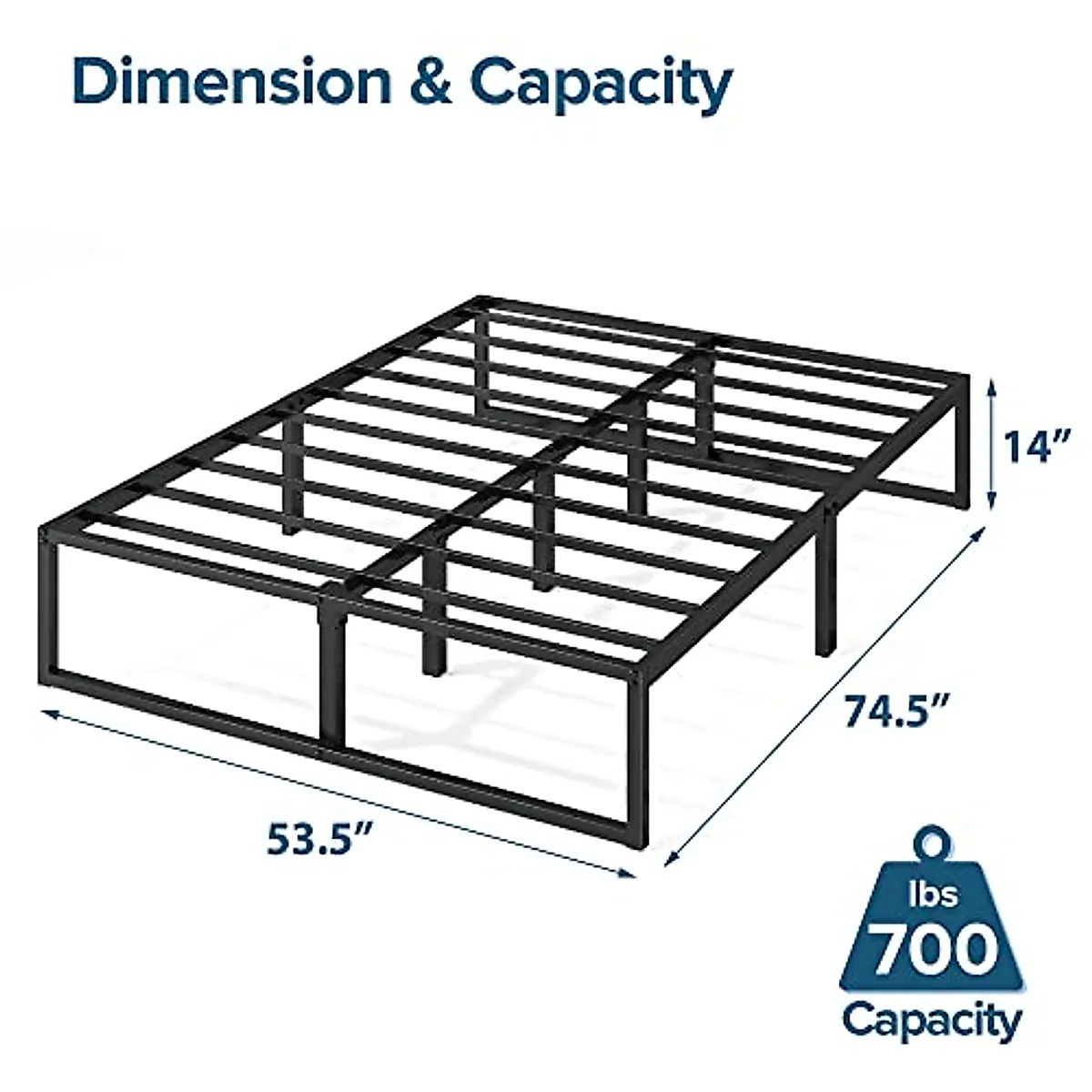 ZINUS Lorelai 14 Inch Metal Platform Bed Frame / Mattress Foundation with Steel Slat Support / No Box Spring Needed / Easy Assembly, Full