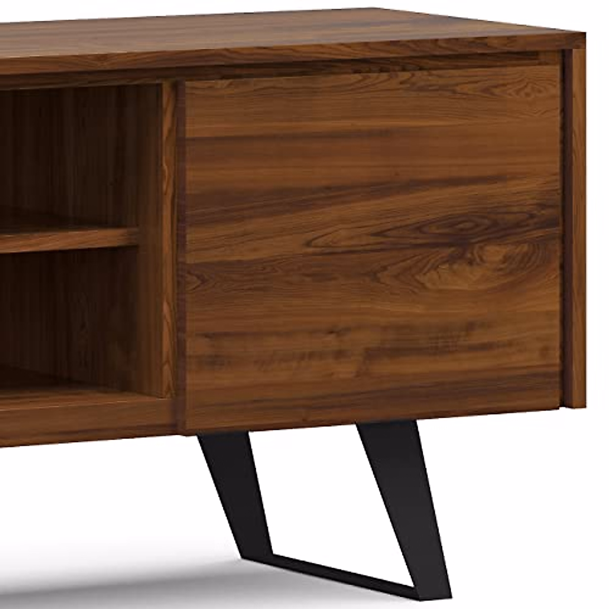 SIMPLIHOME Lowry 63 inch Wide Modern Industrial TV Media Stand in Walnut For TVs up to 70 inches for the Living Room and Entertainment Center