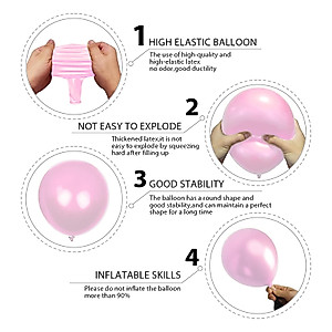 140pcs Pink Balloon Arch Kit, Pastel Balloons of Different Sizes Pack of 18 12 10 5 Inch for Birthday Party or Gender Reveal Party Balloon Arch as Graduation Wedding Baby Shower Party Decorations