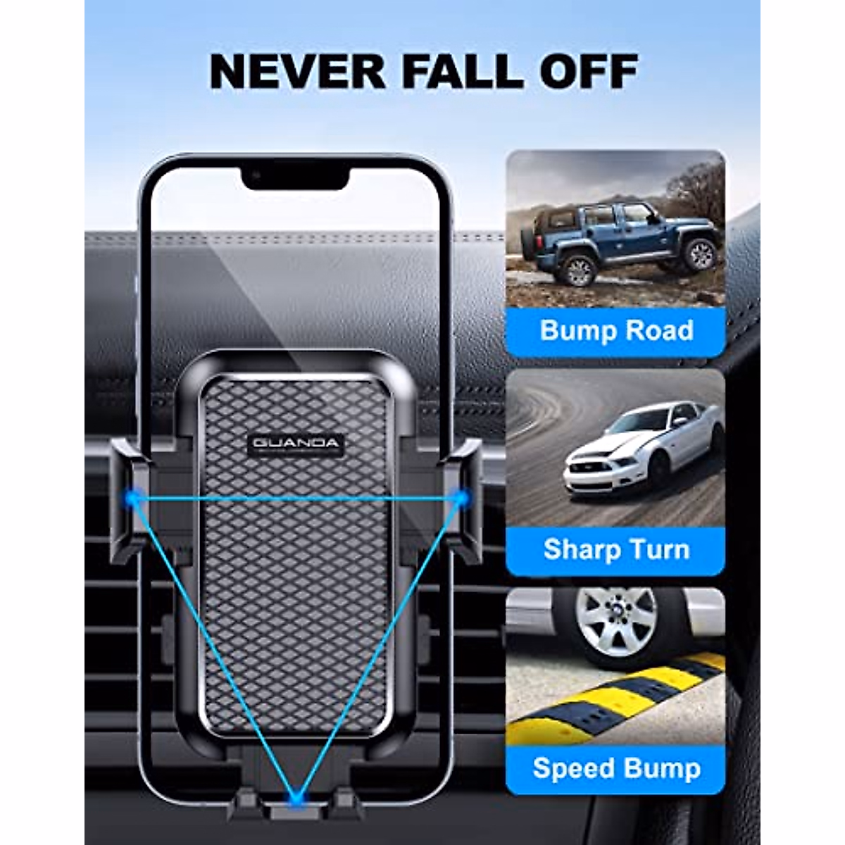 Car Phone Mount Vent Clip, Car Phone Holder Mount 360° Rotation, Adjustable Clip, Big Phone & Thick Case Friendly, Compatibility Fit for All 4"-7" Smartphone, Cell Phone Automobile Cradles Universal