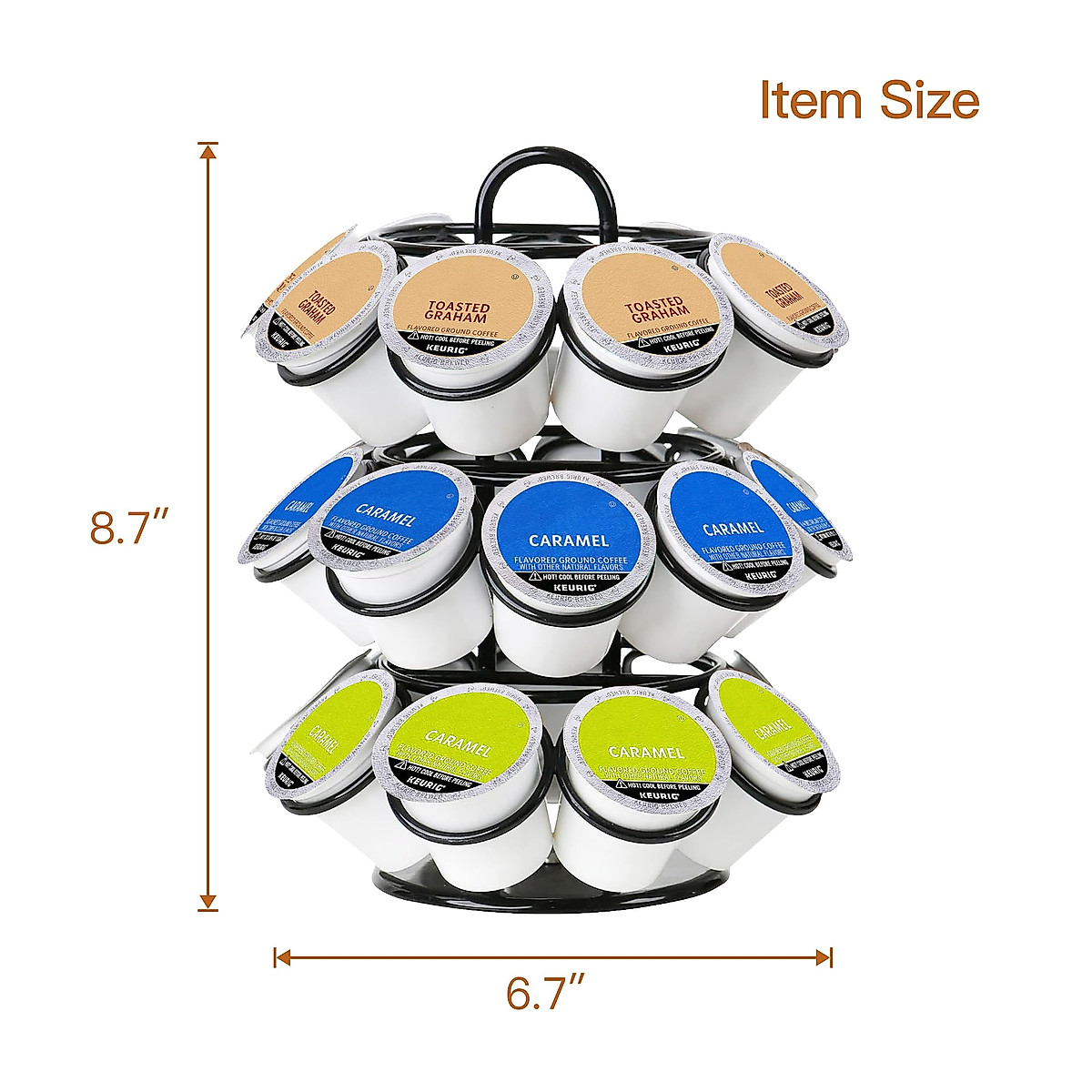 K Cup Holder, Keurig Pod Holder K Cup Organizer, ZECENN Coffee Pod Carousel for K-cup Coffee Pods Storage Rack Compatible with Keurig Pods and Dolce Gusto, Holds 27 Coffee Pods, 360-Degrees Rotating, Sturdy Metal, No Assembly Required -Black