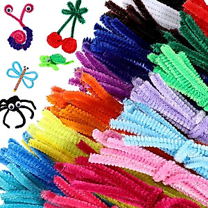 fulasiteu 200 pcs Multi-Color Pipe Cleaners and 100 pcs self-Adhesive Wiggle Eyes Sets for Crafts, Pipe Cleaners Bulk, Art and Craft Supplies, Chenille Stems, Pipe Cleaner for Crafts…