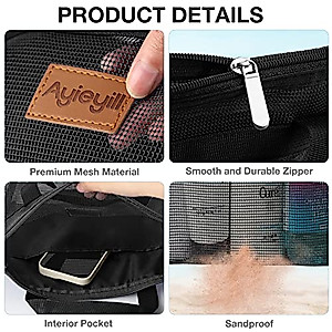 KPX Shower Caddy Mesh Tote Bag, Mesh Shower Bag, Quick Dry Toiletry Bath Bag Portable, Hanging Bath Organizer for College Dorm,Beach, Gym, Swimming, Yoga and Travel (1pcs, Black)