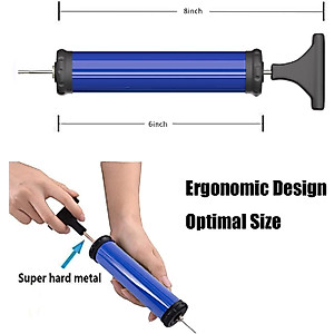 HDNNC Portable Ball Pump with 4 Needles 2 Nozzle 1 Extension Hose Great for All Exercise Balls Rugby Balloon Sports Ball Inflator Air Pump Basketball Pump Football Pump Volleyball Pump Set