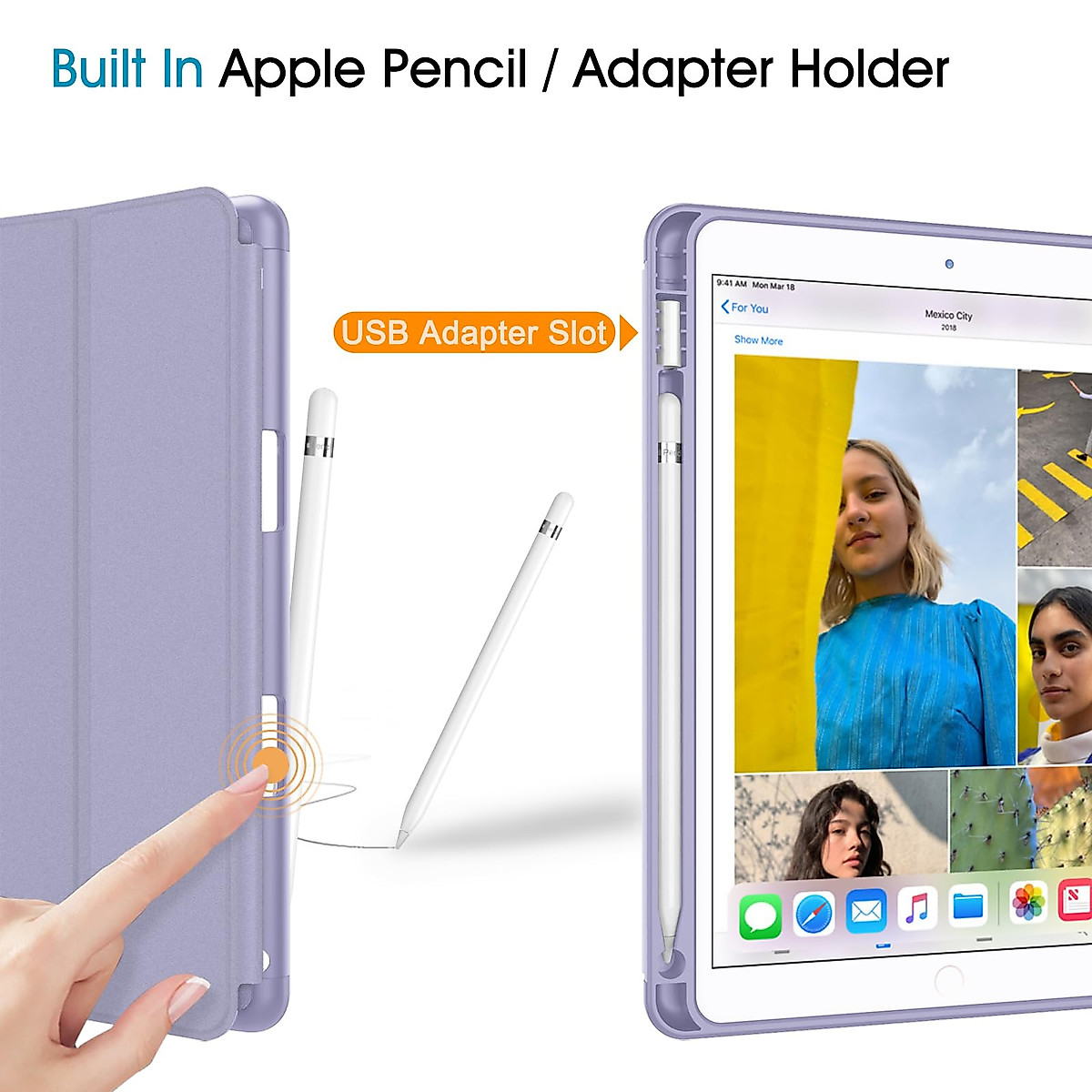 Fintie SlimShell Case for iPad Air 3rd Gen 10.5" 2019 / iPad Pro 10.5 Inch 2017 with Built-in Pencil Holder - Lightweight Smart Stand Soft TPU Back Cover, Auto Wake/Sleep (Composition Book Lilac)