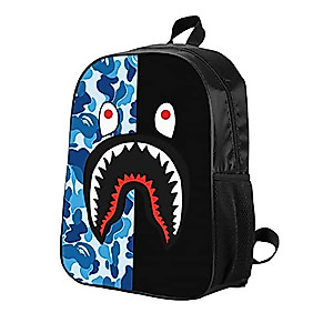 RDXLAYIV Shark School Backpack Set Durable Travel Bag Gifts Laptop Bag with Lunch Box Daypacks Kids Backpacks for Boys and Girls,blue