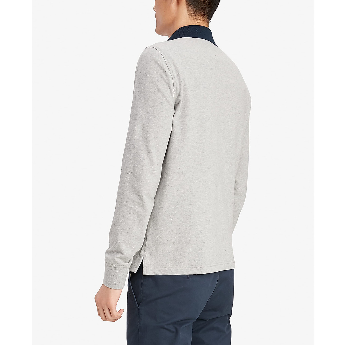 Tommy Hilfiger mens Long Sleeve Flag in Regular Fit Polo Shirt, B10 Grey Heather, Medium US