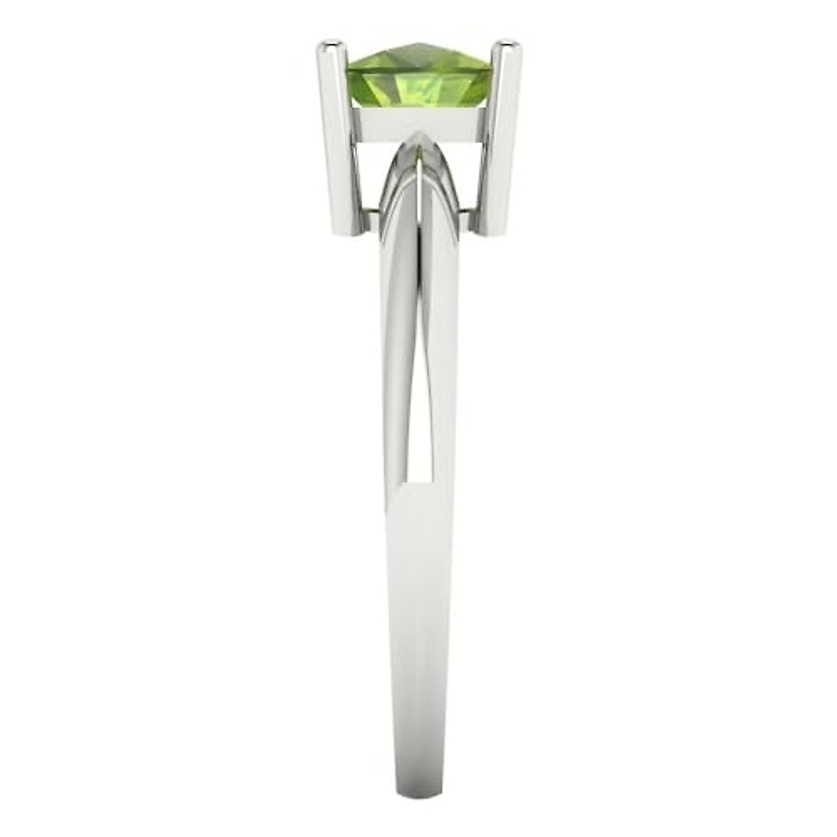 Clara Pucci 1.50 ct Cushion Cut Solitaire Genuine Natural Green Peridot Engagement Bridal Promise Anniversary Ring 14k White Gold