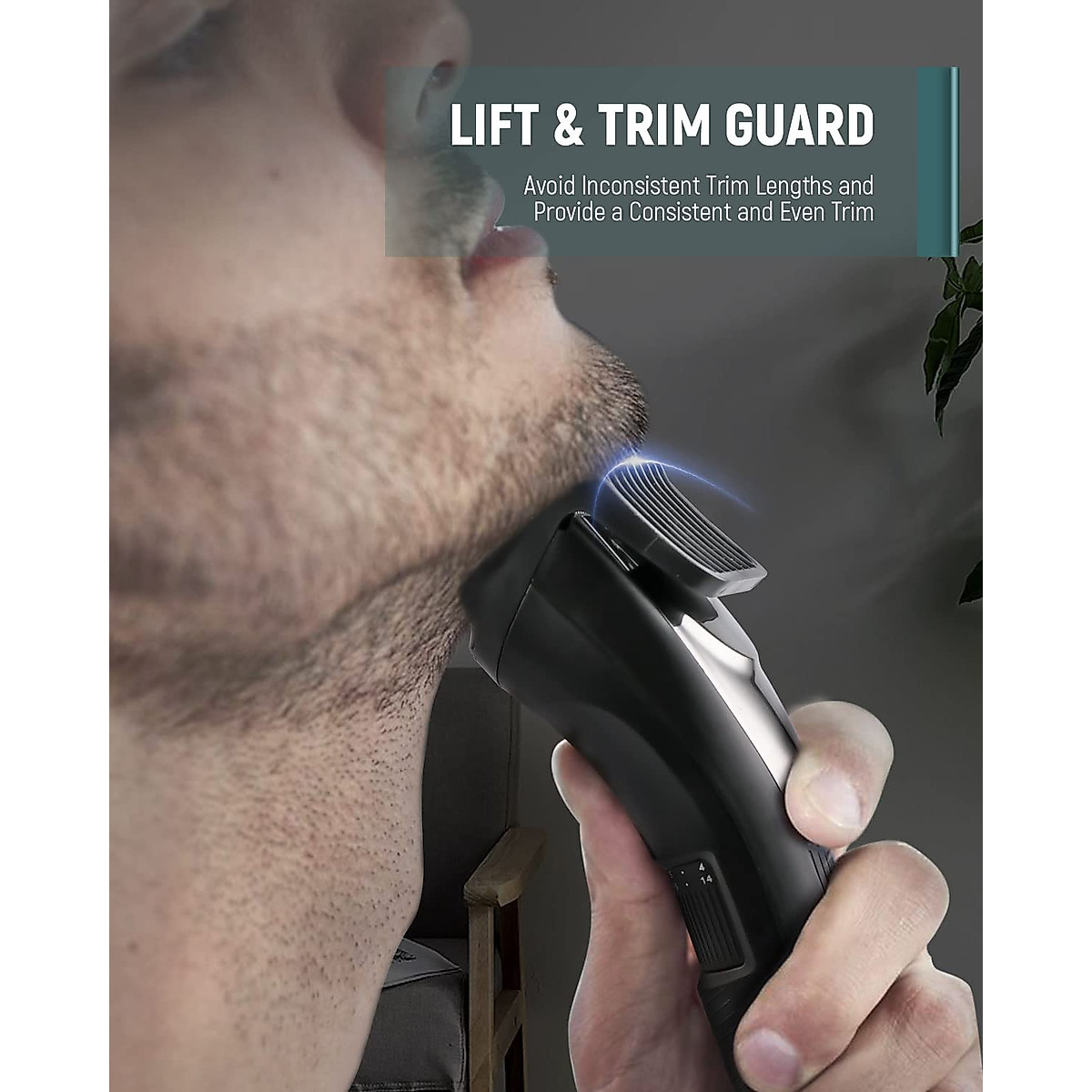 SUPRENT Adjustable Beard Trimmer for Men with Precision Dial, Professional Cordless USB-C Hair Trimmer with 38 Adjustable Lengths