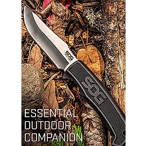 SOG Survival Knife with Sheath - Field Knife Fixed Blade Knives 4 Inch Tactical Knife and Bushcraft Knife w/Full Tang Hunting Knife Blade (FK1001-CP)