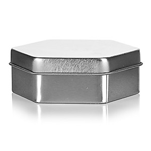 Hexagon Steel Metal Tin Container with Slip Cover Lid (12 PACK) - holds approx. 2 fl oz