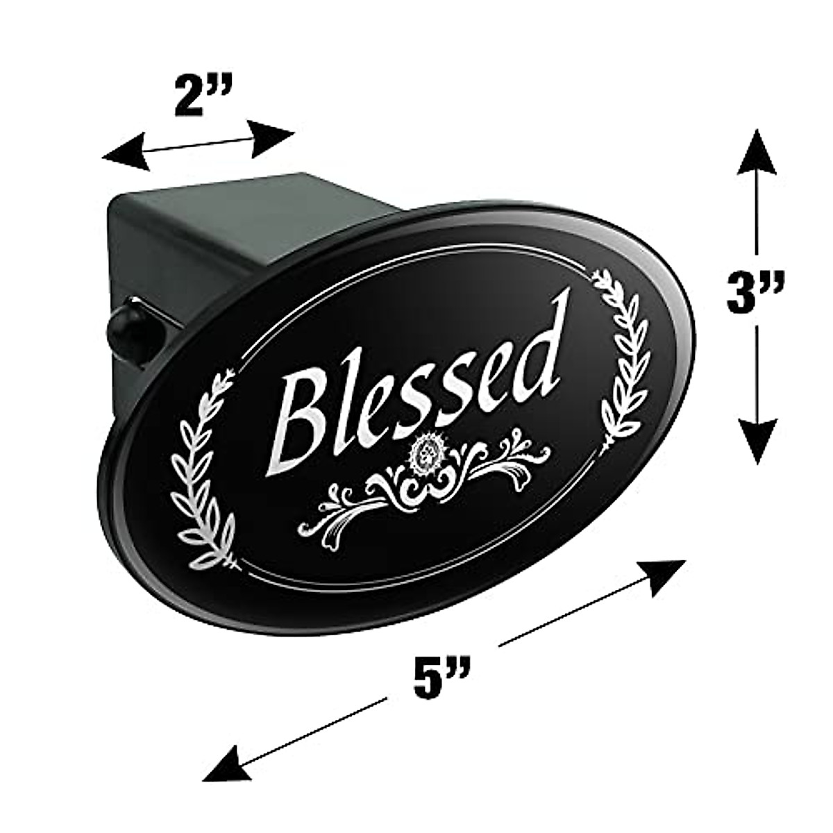 Blessed Halo On Black Oval Tow Trailer Hitch Cover Plug Insert