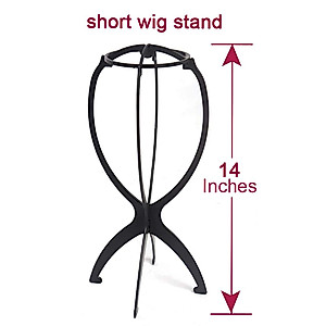 wiysday 6PCS Wig Holder，Wig Stands, Collapsible Wig Stand for Short Wig,14 inch Portable Travel Wig Holder (Black)