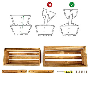 CALM COZY 2-Tier Wooden Fruit Basket, Farmhouse Fruit Basket Counter Top Organizing for Kitchen, Vegetable Stand Bread Racks Produce Basket, Classic Wood Color