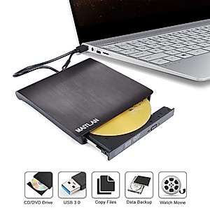 USB 3.0 & USB-C 2in1 Portable External DVD CD Player Optical Drive, for Acer Spin 1 3 5 7 SP111-33-p88s TouchScreen Convertible Switch 3 5 7 10 Laptop, Dual Layer 8X DVD+-R RW DL 24X CD-R Burner Black