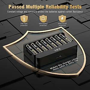 EBL 8 Pack Rechargeable AA Batteries Ni-Zn 3000mWh with 8 Bay Ni-Zn Battery Charger - 1.6V Double A Battery High Performence Battery and AA AAA Ni-Zn Battery Charger