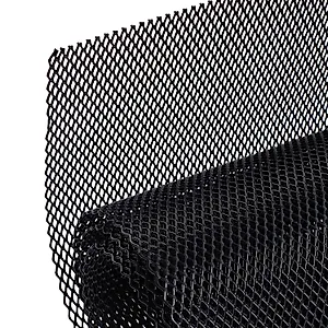 AggAuto Universal 40"x13" Car Grill Mesh - 100x33cm Aluminum Alloy Automotive Grille Insert Bumper 3x6mm Rhombic Hole, One of the Most Multifunctional Shape Grids Black